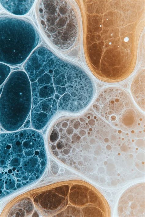 Organic Shapes Background Blue And Yellow Cellular Texture Interconnected Structure With