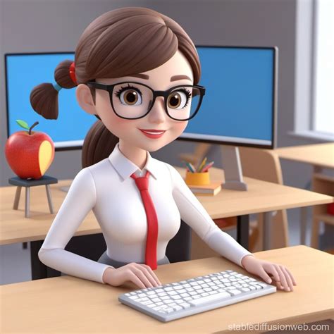 Teacher Conducting Computer Based Classes Stable Diffusion Online