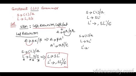 Ll1 Grammar In Compiler Design Youtube