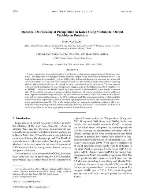 pdf statistical downscaling of precipitation in korea using