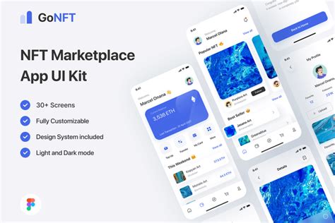 Gonft Nft Marketplace Mobile App 30屏ntf金融市场数字加密货币区块链ios手机用户界面app设计明暗