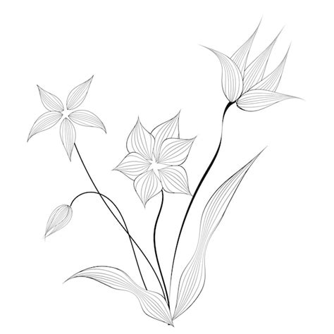 추상 흑백 꽃 그림 프리미엄 벡터