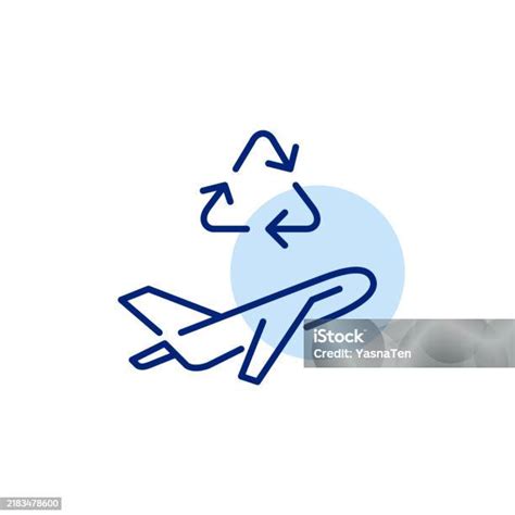 비행기 및 재활용 화살표 지속 가능한 여행 습관 폐기물 감소 및 자원 재사용 완벽한 픽셀 편집 가능한 획 벡터 아이콘 관광에 대한 스톡 벡터 아트 및 기타 이미지 Istock