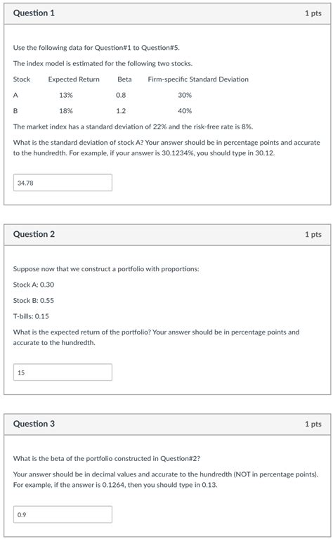 Solved Question Pts Use The Following Data For Chegg