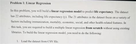 solved problem 1 linear regression in this problem you