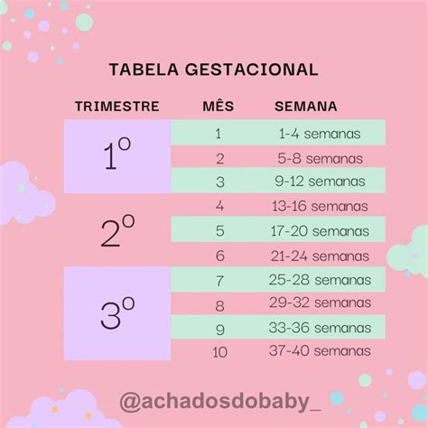 Tabela Gestacional Semanas X Meses In 2024