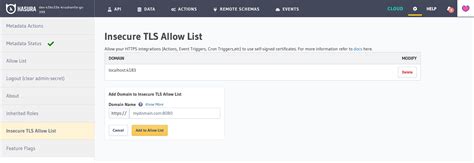 Insecure Tls Allow List Hasura Graphql Docs