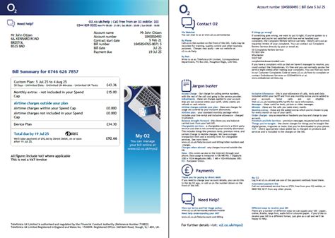 Usa O2 Utility Bill Template In Word And Pdf Formats 2 Pages Version