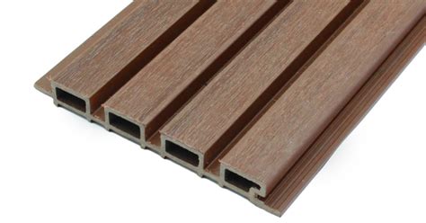 Walnut 2 5m Slatted Composite Cladding Acoustic Wall