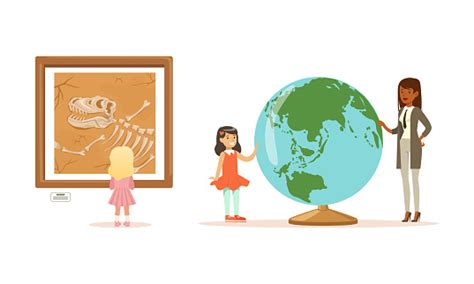 역사 박물관 만화 벡터 일러스트레이션에서 전시회 관람 고대의에 대한 스톡 벡터 아트 및 기타 이미지 고대의 공룡 과학 Istock