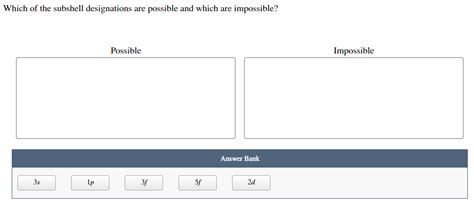 Solved Which Of The Subshell Designations Are Possible And