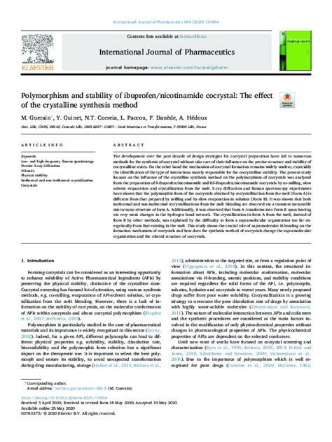 Pdf Polymorphism And Stability Of Ibuprofennicotinamide Cocrystal