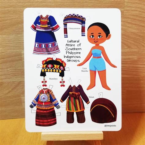 Paper Doll Print Postcard Indigenous Cultural Attire Philippines Etsy