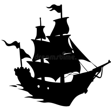 Silueta Del Barco Pirata Ilustraciones Stock Vectores Y Clipart