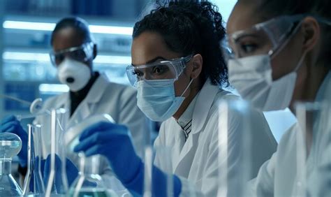 Cinematic Documentary Photography Scientists In Lab Premium Ai