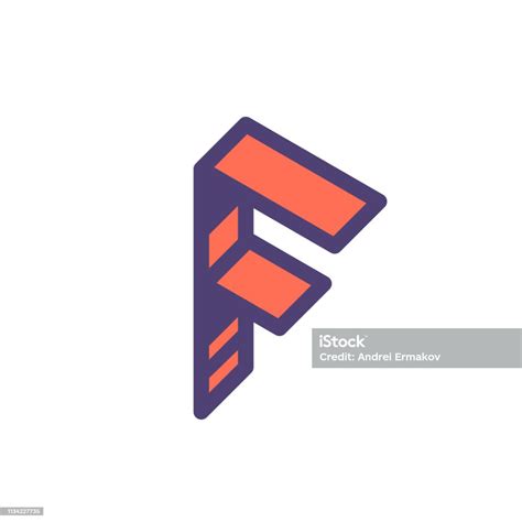 로고 문자 F 선형 개요 아이콘의 기호입니다 아이소메트리 3d 컬러 대문자 플랫 문자 브랜드 회사 기호는 흰색 배경에 고립 되어 있습니다 알파벳 세트에서 요소입니다 0명에
