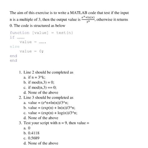 Solved The Aim Of This Exercise Is To Write A Matlab Code