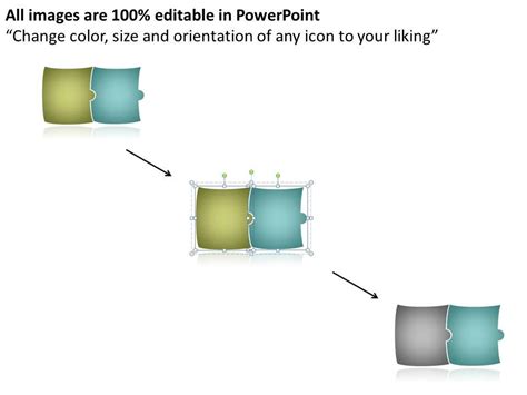 Puzzle Linear Flow Process 2 Stages Powerpoint Slide Templates