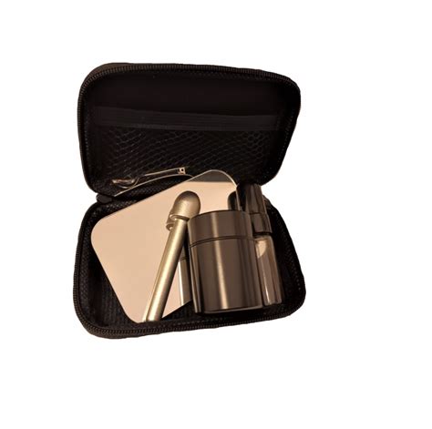 Snorting Pouch Kit Tube Mirror Spoon Bottle Case Silver