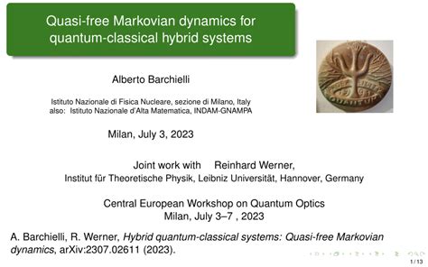 Pdf Quasi Free Markovian Dynamics For Quantum Classical Hybrid Systems