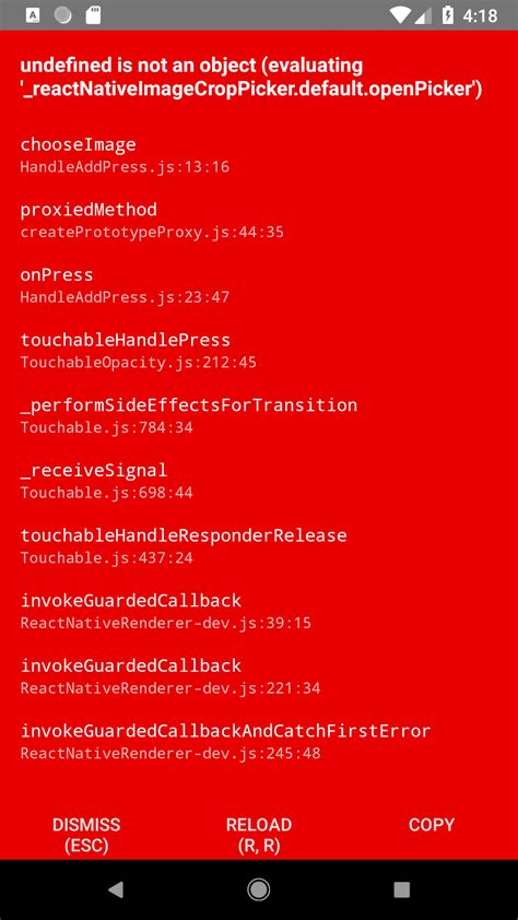 Undefined Is Not An Object Evaluating ReactNativeImageCropPicker Default OpenPicker