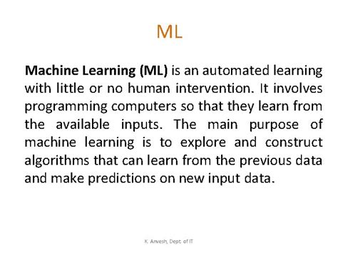Machine Learning With Python K Anvesh Assistant Professor