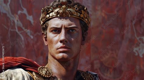 Foto De Portrait Of Emperor Caligula Wearing A Golden Laurel Wreath And