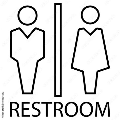 Male Female Toilet Restroom Sign Logo Silhouette Stroke Man And Woman