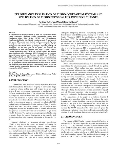 Pdf Performance Evaluation Of Turbo Coded Ofdm Systems And