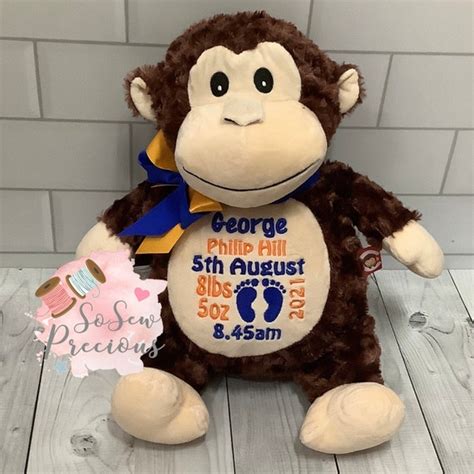 Cubbie Monkey Personalised Teddy Bear Great Birthday T Etsy