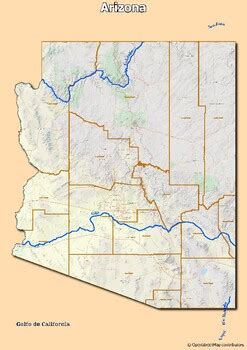 Map Of Rivers And Map Of Lakes In The State Of Arizona Usa By World