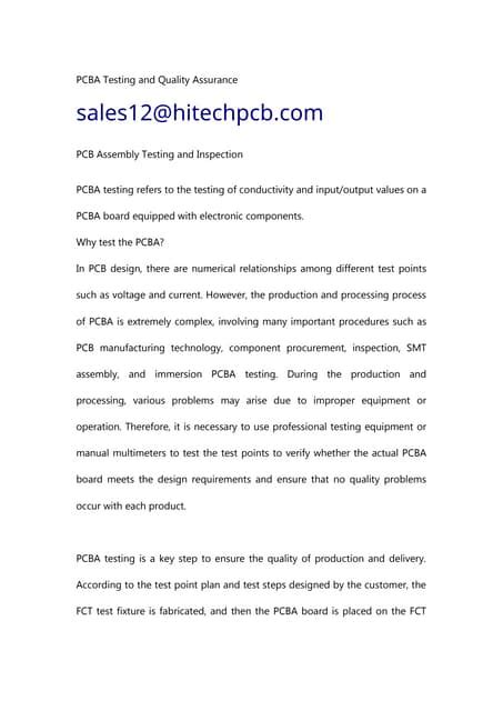 Pcba Testing And Quality Assurance Pcba Docx