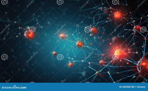 Background With Neurons And Synapse Stuctures Showing Human Brain Cells Chemistry With Place For