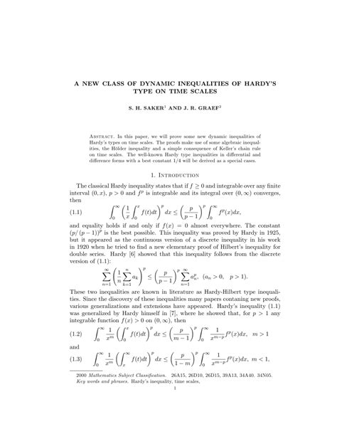 Pdf A New Class Of Dynamic Inequalities Of Hardys Type On Time Scales