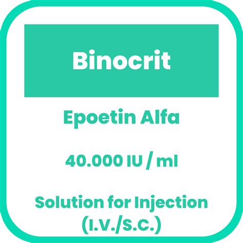 Binocrit Epoetin Alfa 40 000iu Ml Solution For Iv Sc Injection 1ml 1s Price In The