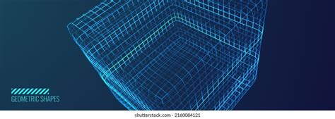 Cube Object Dots Lines Molecular Grid Stock Vector Royalty Free