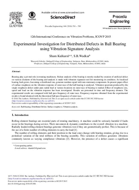 Pdf Experimental Investigation For Distributed Defects In Ball Bearing Using Vibration