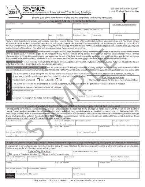 Form 2385 Fill Out Sign Online And Download Printable Pdf Missouri