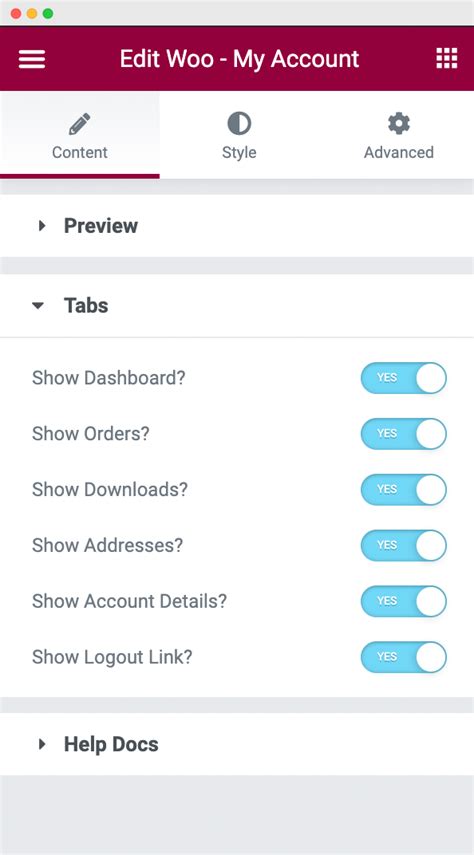 how to customize the woocommerce my account page using elementor [step
