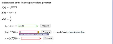 solved evaluate each of the following expressions given