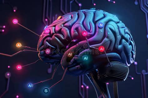Ai Brain With Neon Circuits Representing Advanced Technology And