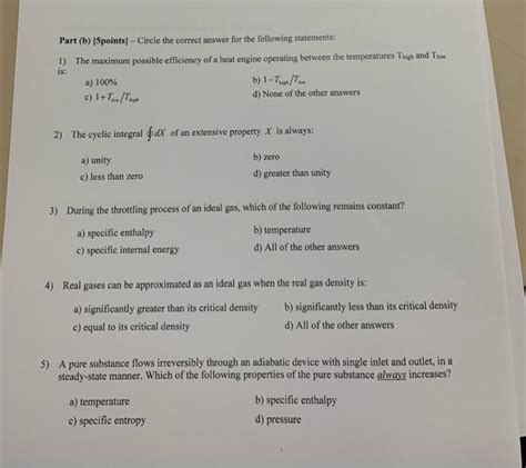 Solved Part B Points Circle The Correct Answer For The Chegg