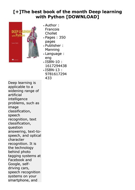 PDF TOP TREND Deep Learning With Python FREE By Myfavorite Issuu