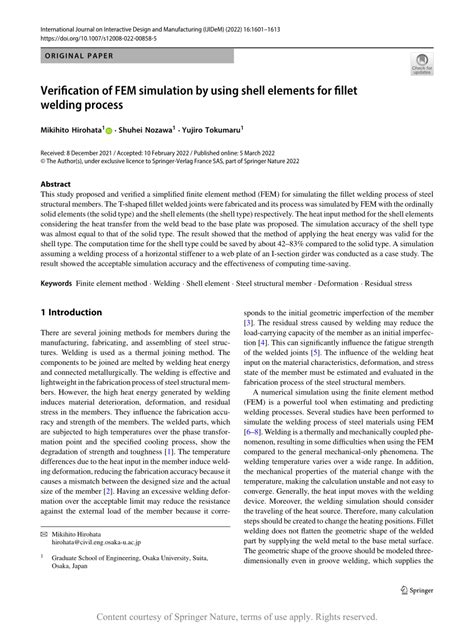 Verification Of Fem Simulation By Using Shell Elements For Fillet Welding Process