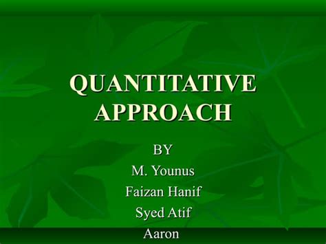 Quantitative Theory Of Management Pptx