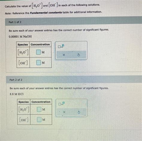 Solved Calculate The Value Of H3O And OH In Each Of The Chegg Com