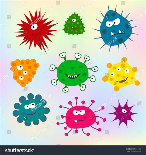 Angry Funny Cartoon Viruses Vector 库存矢量图（免版税）1681519582 Shutterstock