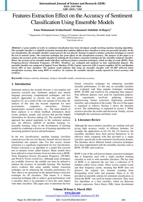 Pdf Features Extraction Effect On The Accuracy Of Sentiment