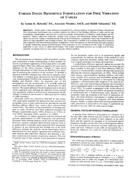 PDF Unified Finite Difference Formulation For Free Vibration Of Cables DOKUMEN TIPS