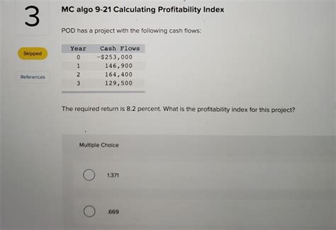 solved mc algo 9 21 calculating profitability index pod has